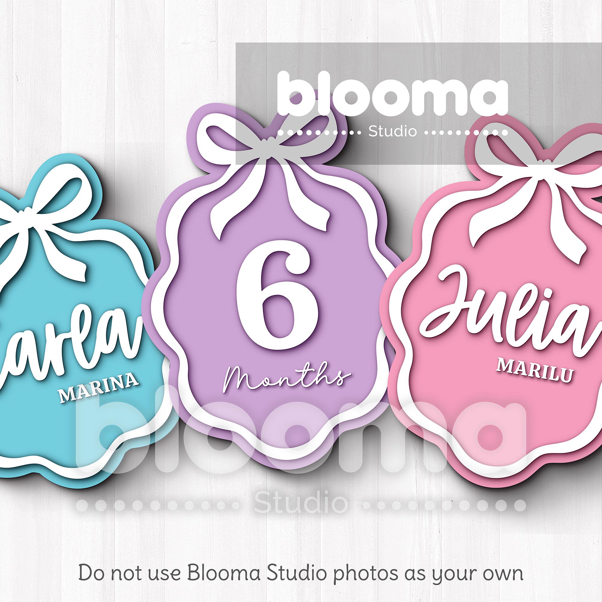 Ribbon Bow Name Sign Svg, Birth Annoucement Sign Laser Cut File ...