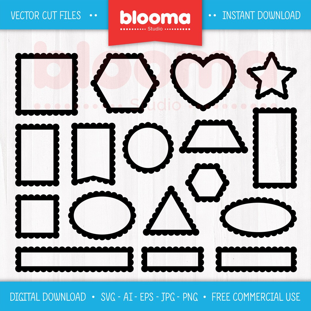 Scalloped Frame SVG, Scalloped Shape Svg, Photo Frame Svg, Scalloped ...