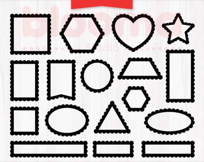 Scalloped Oval Frame Laser Cut File SVG Borders Clipart PNG, Decorative ...