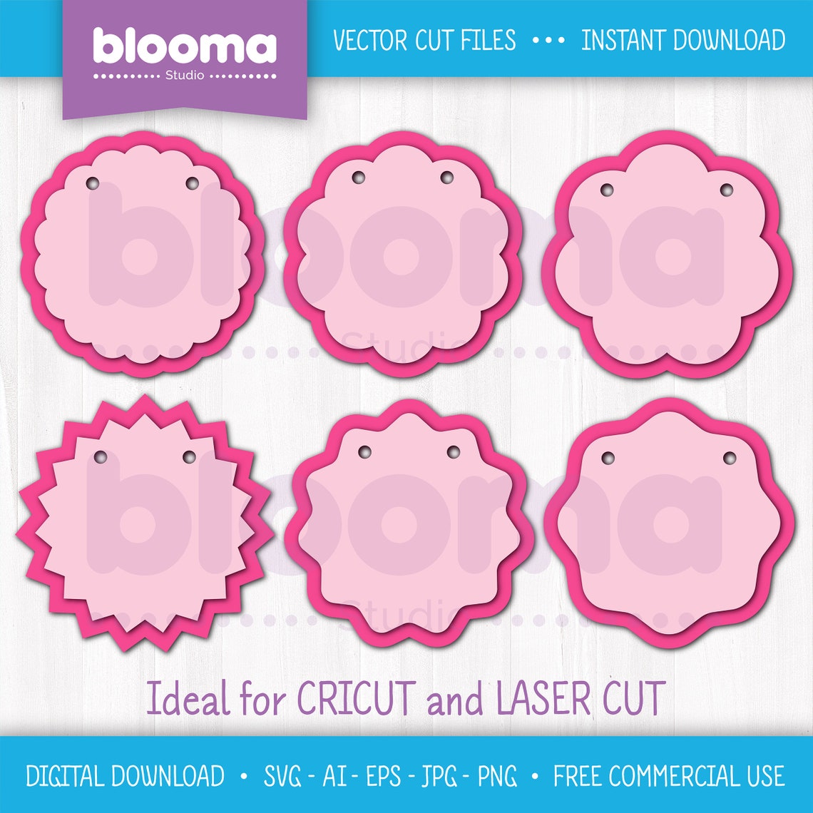 Scallop Banner SVG 2 Layers Bunting Svg Circle Banner Svg - Etsy