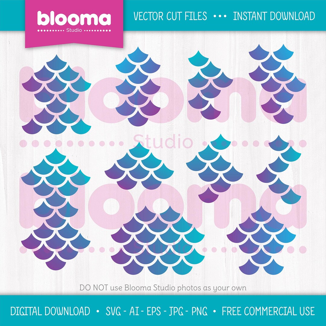 Mermaid Scales SVG Bundle, Mermaid Scales Pattern, Scales Template ...