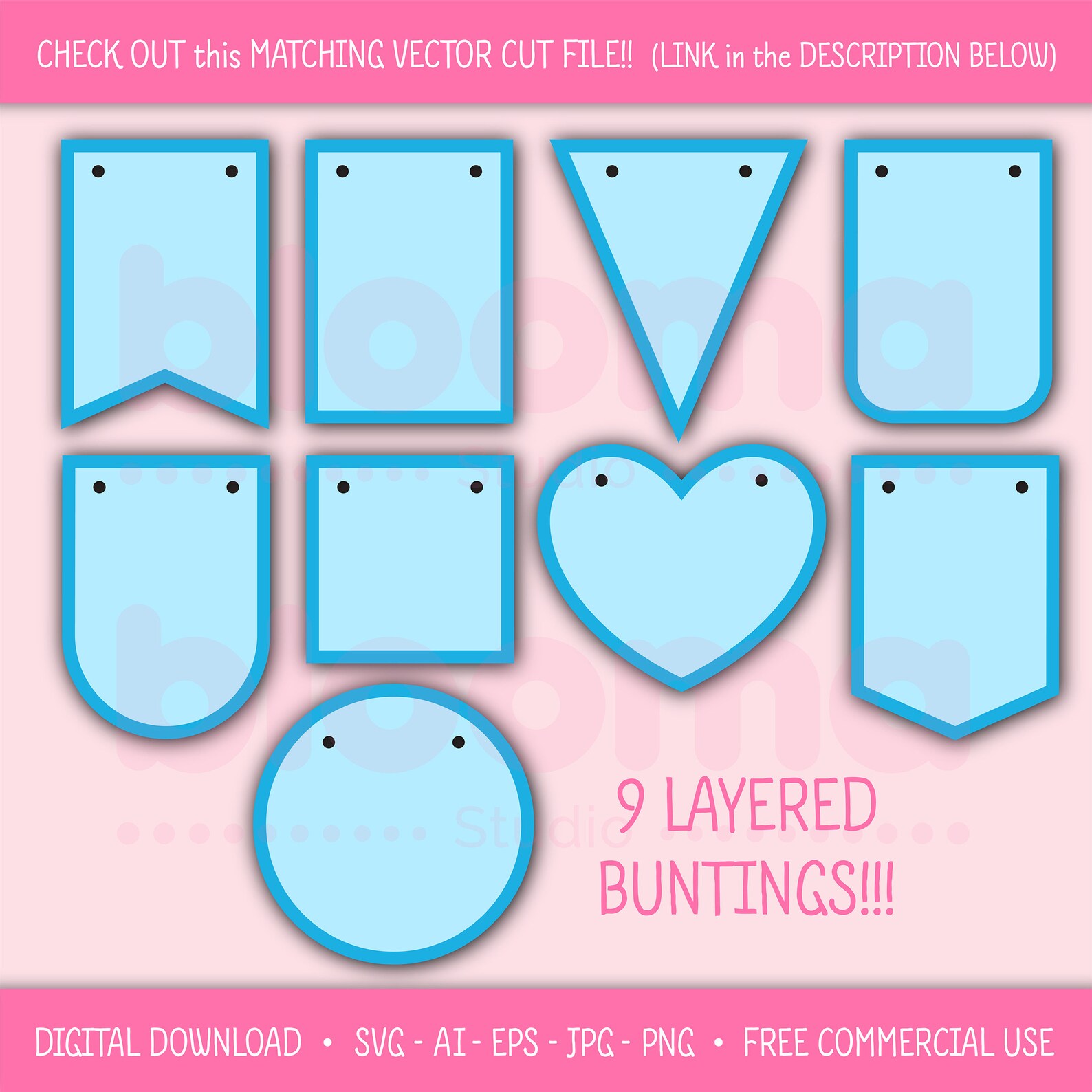 Bunting SVG Scallop Banner Svg Bunting Flag Clipart Pennant - Etsy