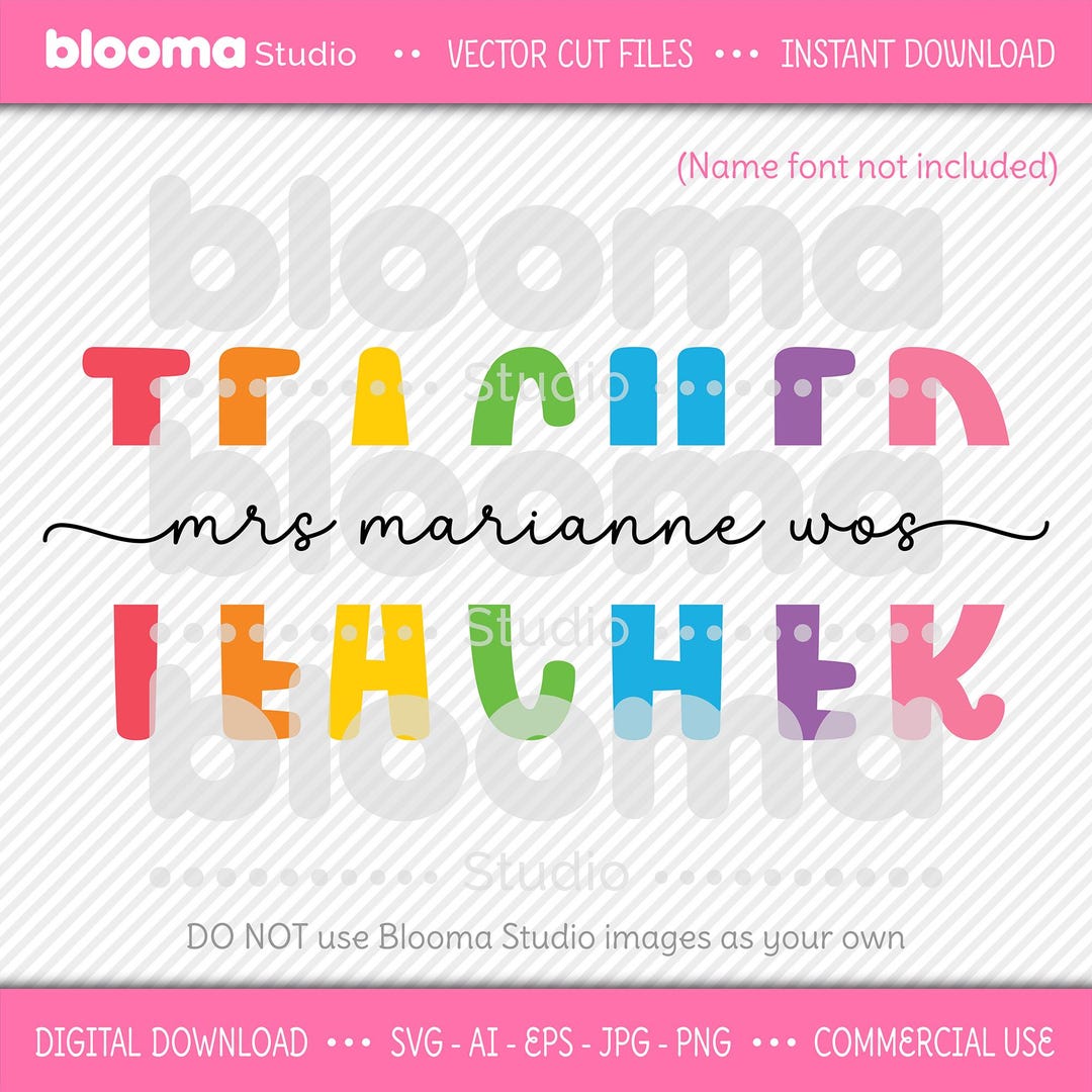 Teacher Monogram Svg, Teacher Png, Teacher Split Name Svg, Personalized ...