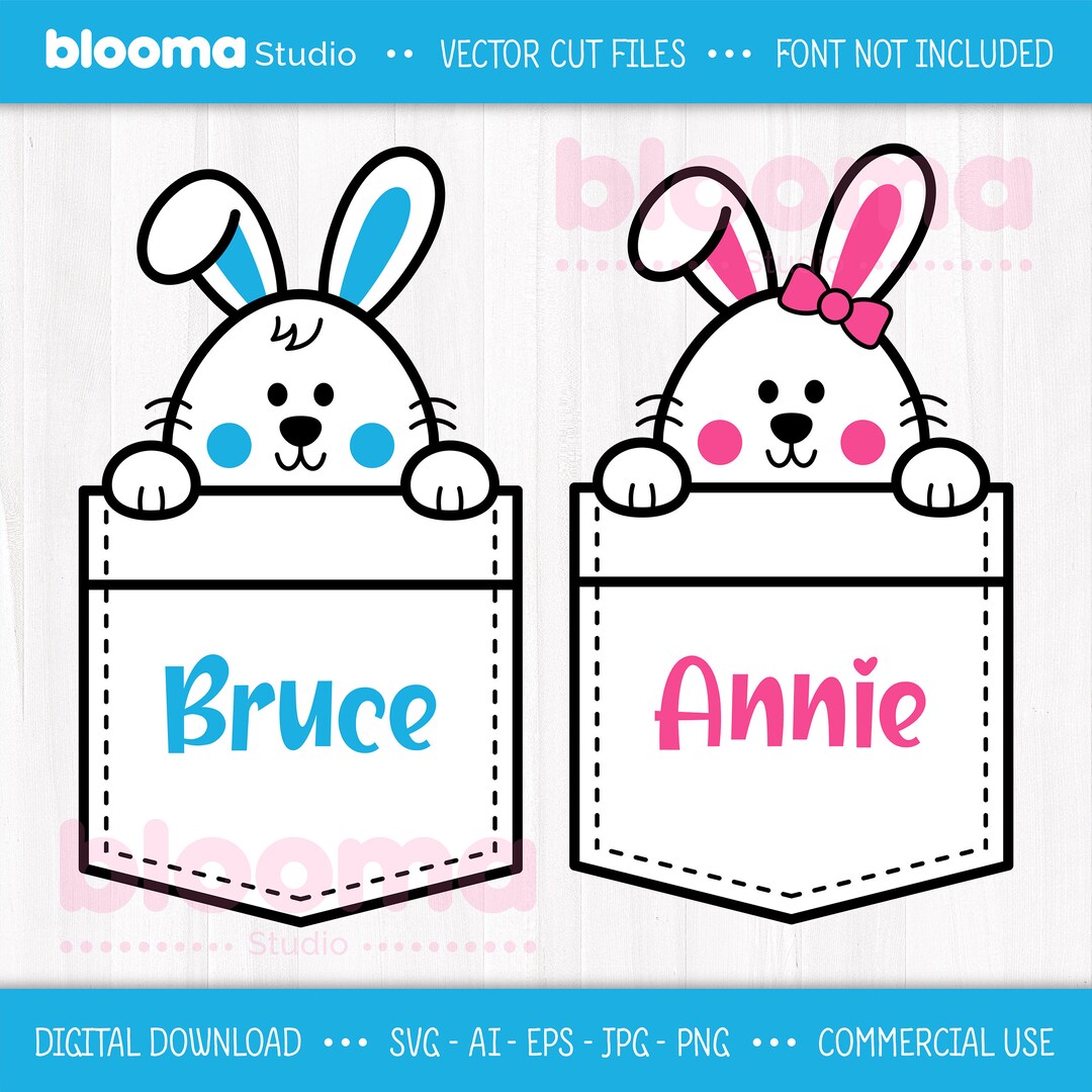 Bunny Name Frame SVG Bunny Pocket Svg Bunny Monogram Svg - Etsy New Zealand
