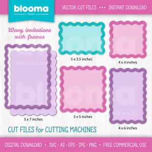 Wave Frames SVG, Layered Files, Wavy Edge Invitations, Scalloped Frames ...
