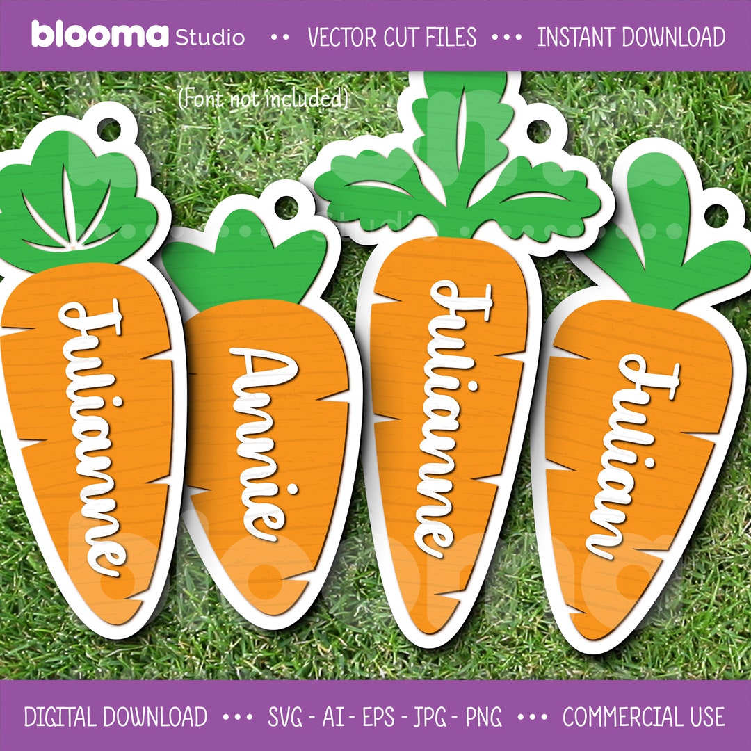 Carrot Basket Tag Svg, Carrot Tag Svg, Easter Name Tags Laser File ...