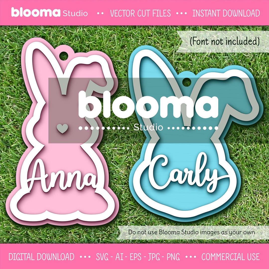 Bunny Name Tags Svg, Easter Basket Tags Svg, Easter Tag Laser File ...