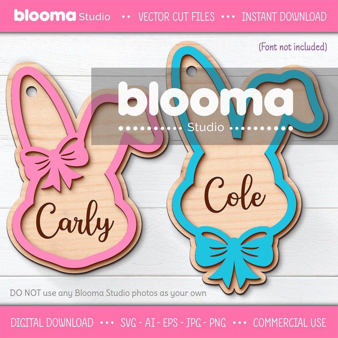 Bunny Tag Svg, Easter Name Tag Laser File, Basket Tag Svg, Boy and Girl ...