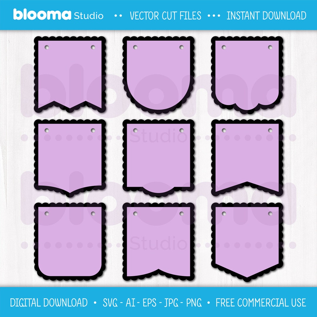 Scallop Banner SVG, 2 Layers, Bunting Banner Svg, Bunting Flag Clipart ...