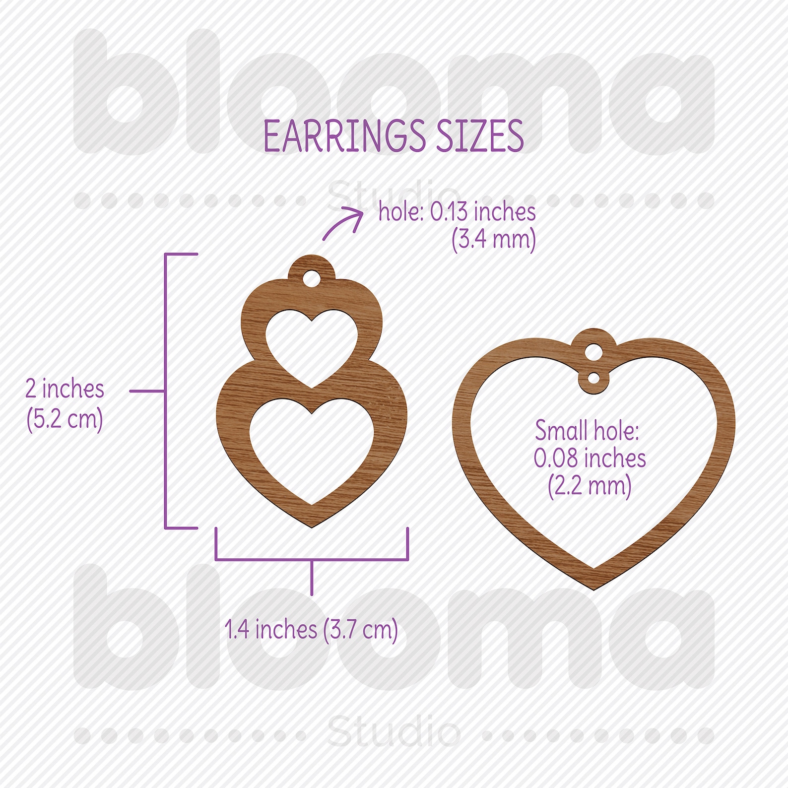 Heart Earrings Svg Bundle, Heart Earring Laser Cut Files, Earring ...