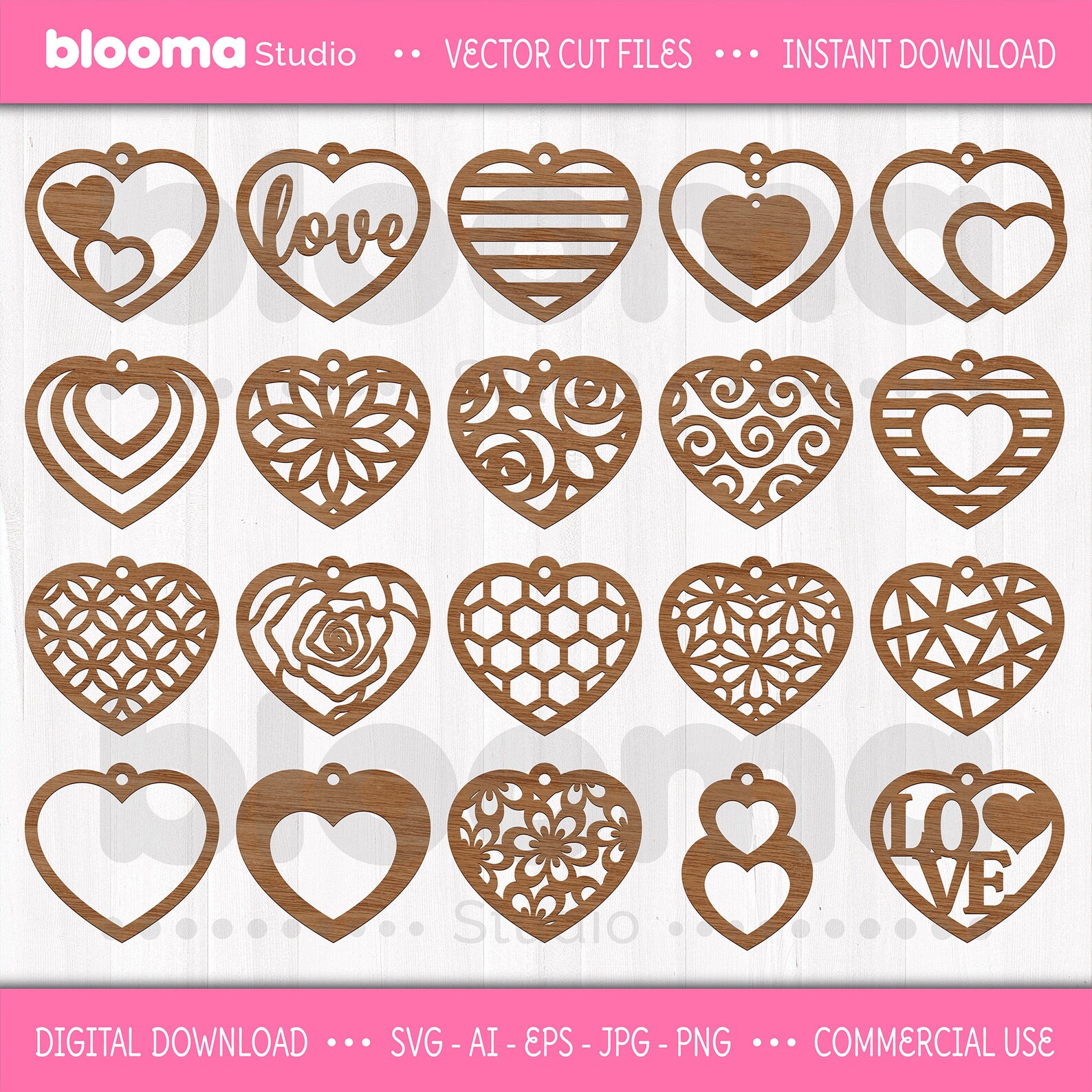 Heart Earrings Svg Bundle, Heart Earring Laser Cut Files, Earring ...