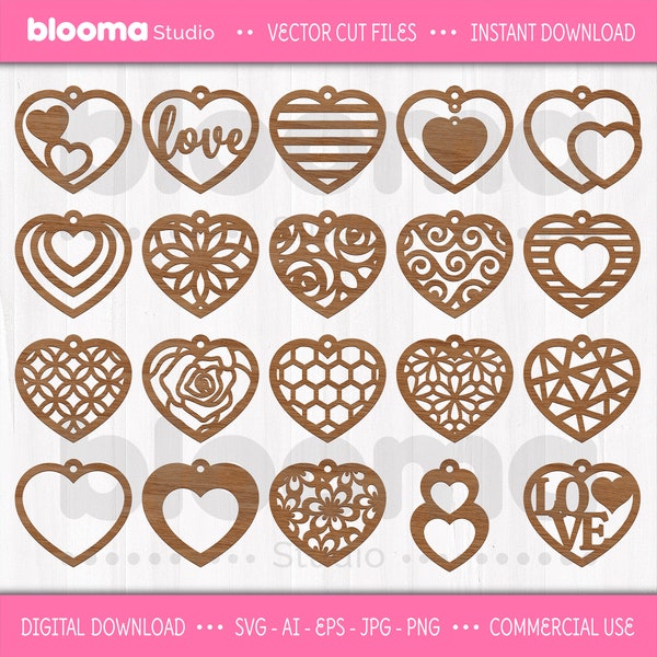 Heart Earrings Svg - Etsy