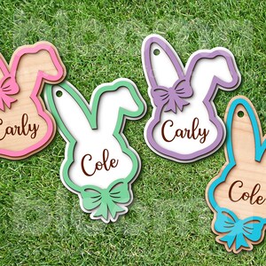 Bunny Tag Svg, Easter Name Tag Laser File, Basket Tag Svg, Boy and Girl ...