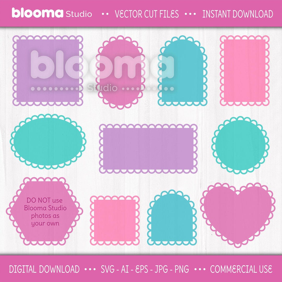 Scalloped Frames SVG Bundle: Tags & Labels (digital Download) - Etsy