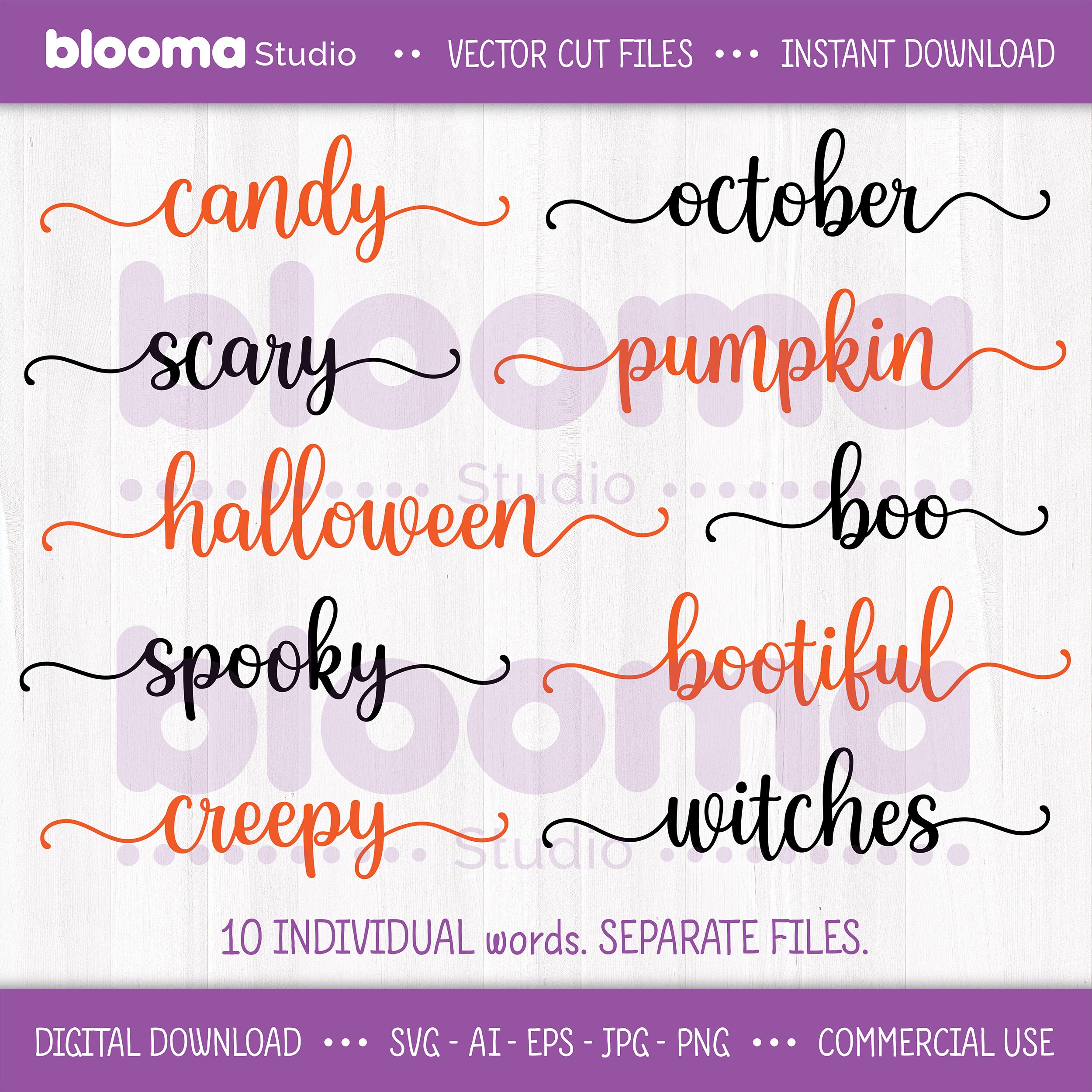 Halloween Words SVG Halloween Words PNG Halloween Word Art - Etsy