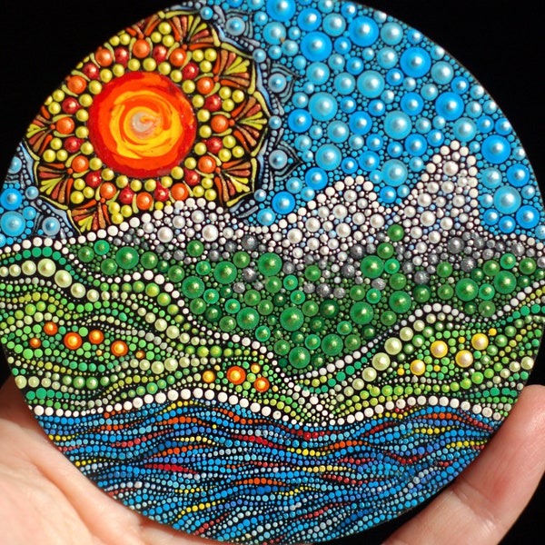 Landscape Dot Art Scenery Abstract Painting. Original Dottilism ...