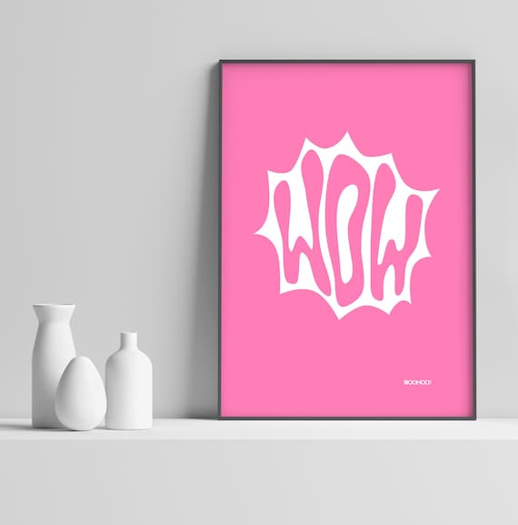 Wow Pink Print Wow Poster Retro Contemporary Print - Etsy