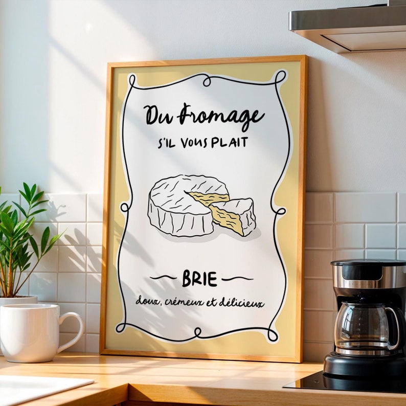 Brie Cheese Print, French Wall Art, Aesthetic Wall Prints, Gallery Wall ...