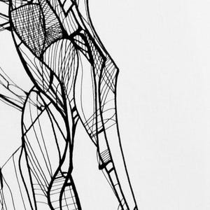 Cryptic Tea, Original Black and White Abstract Pen Drawing Wall Art ...