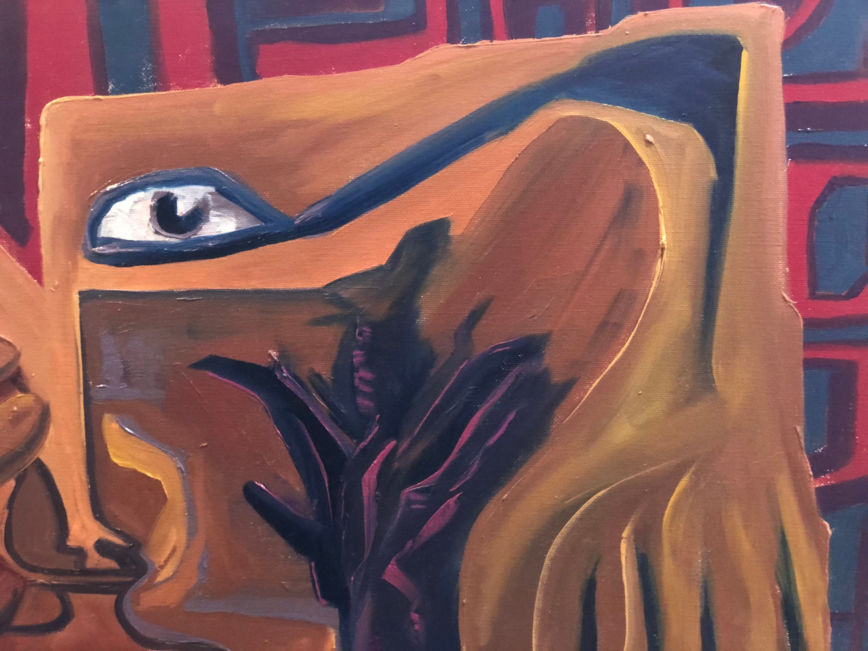 Self Portrait as Seen by Quetzalcoatl, Original Abstract Cubist Mayan ...