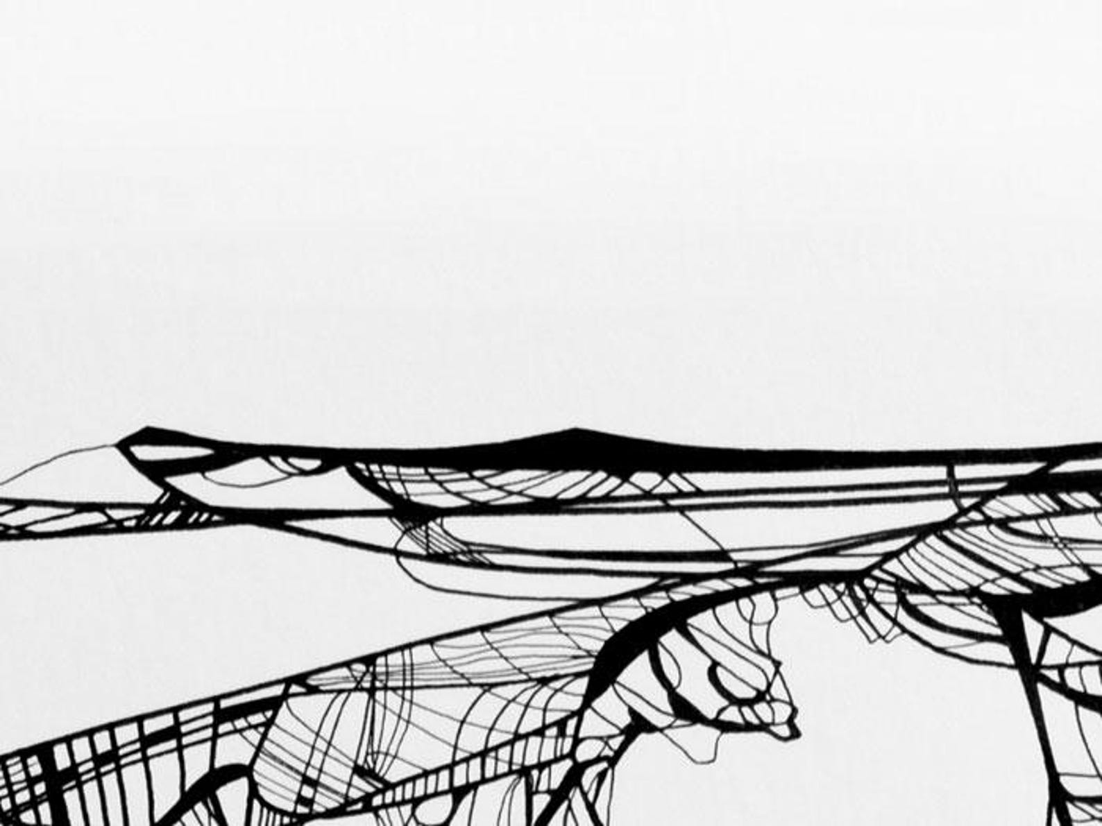Cryptic Tea, Original Black and White Abstract Pen Drawing Wall Art ...