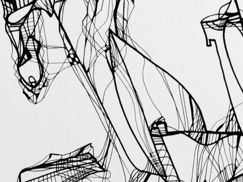 Cryptic Tea, Original Black and White Abstract Pen Drawing Wall Art ...