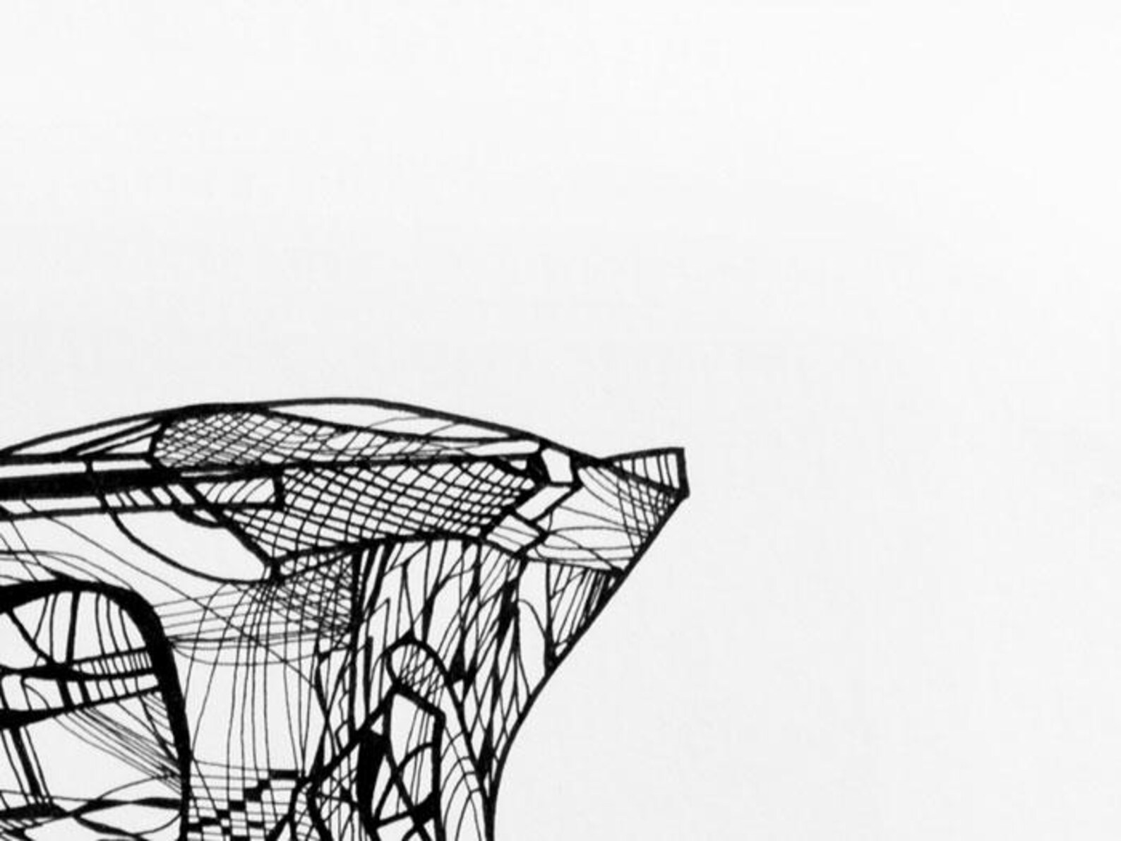 Cryptic Tea, Original Black and White Abstract Pen Drawing Wall Art ...