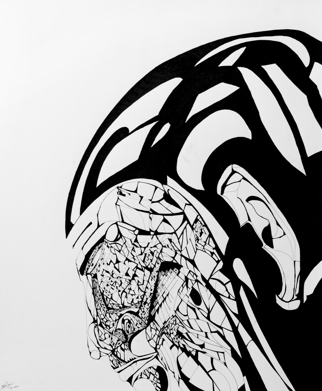Self Portrait in Black: Original Pen on Bristol Board Drawing (14x17 ...