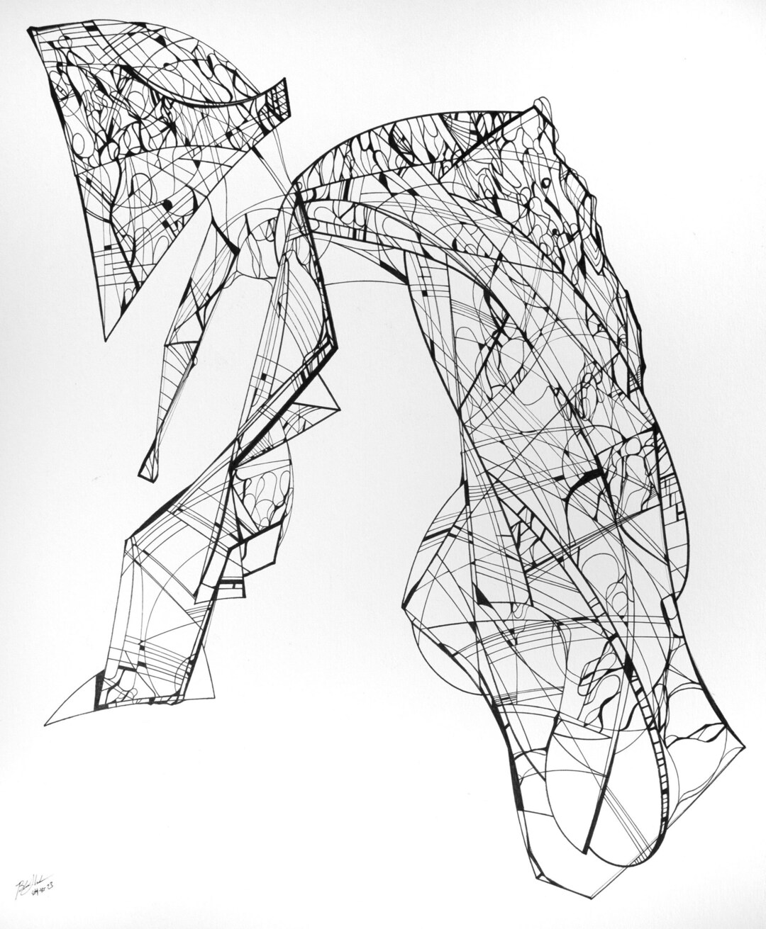 The Last Behemoth, Original Black and White Abstract Pen Drawing Wall ...