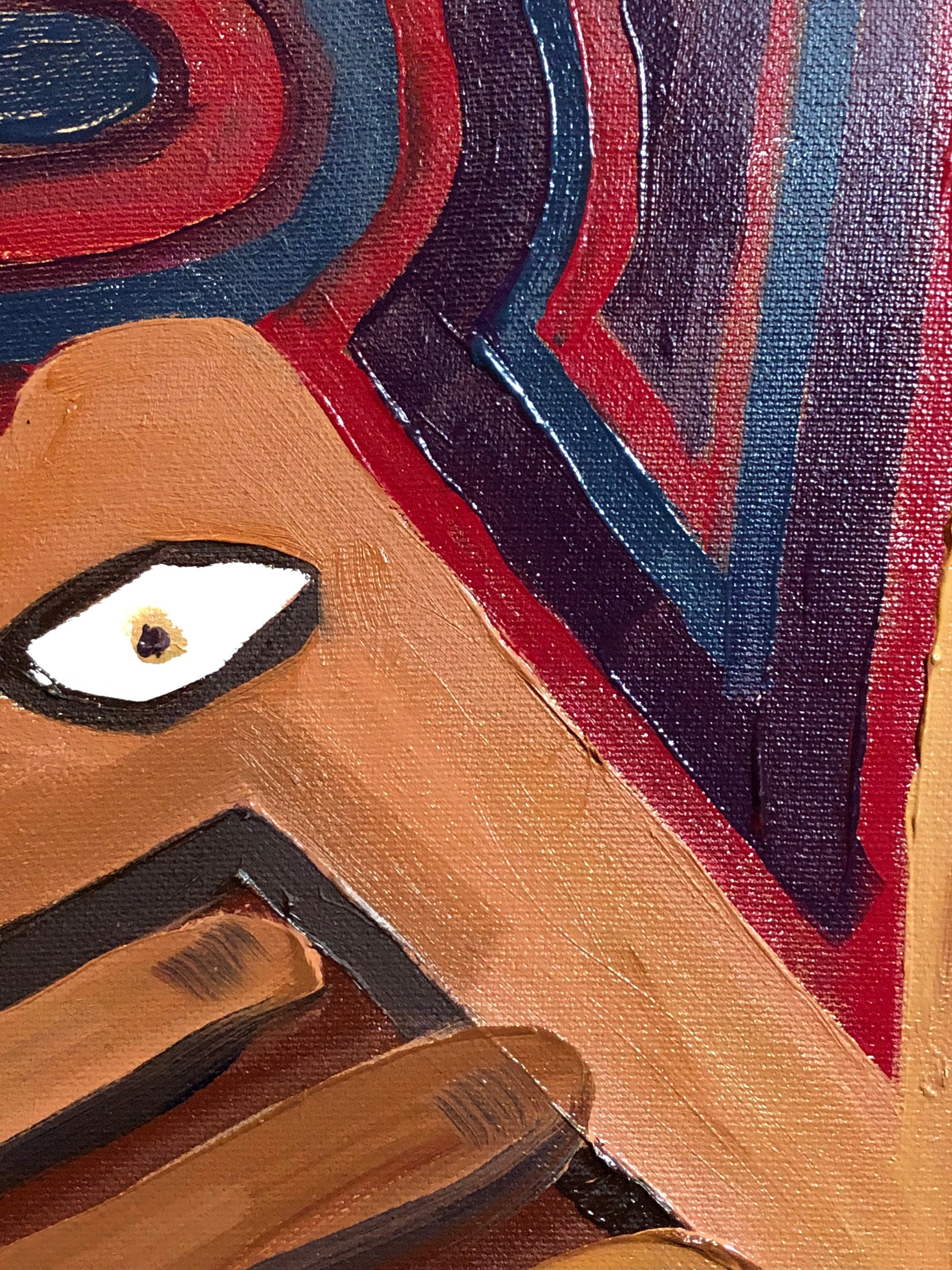 Self Portrait as Seen by Quetzalcoatl, Original Abstract Cubist Mayan ...