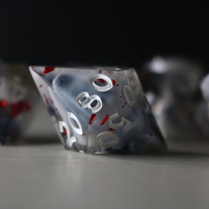 Smoke and Blood Red Handmade Resin Dice Set RPG Game DND MTG Tabletop ...