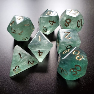 Green Fluorite Gemstone Dice chlorophane Hand Carved Polyhedral Dice ...