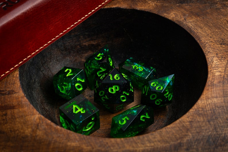 Nox Green Handmade Resin Dice Set RPG Game DND MTG Tabletop Gaming ...