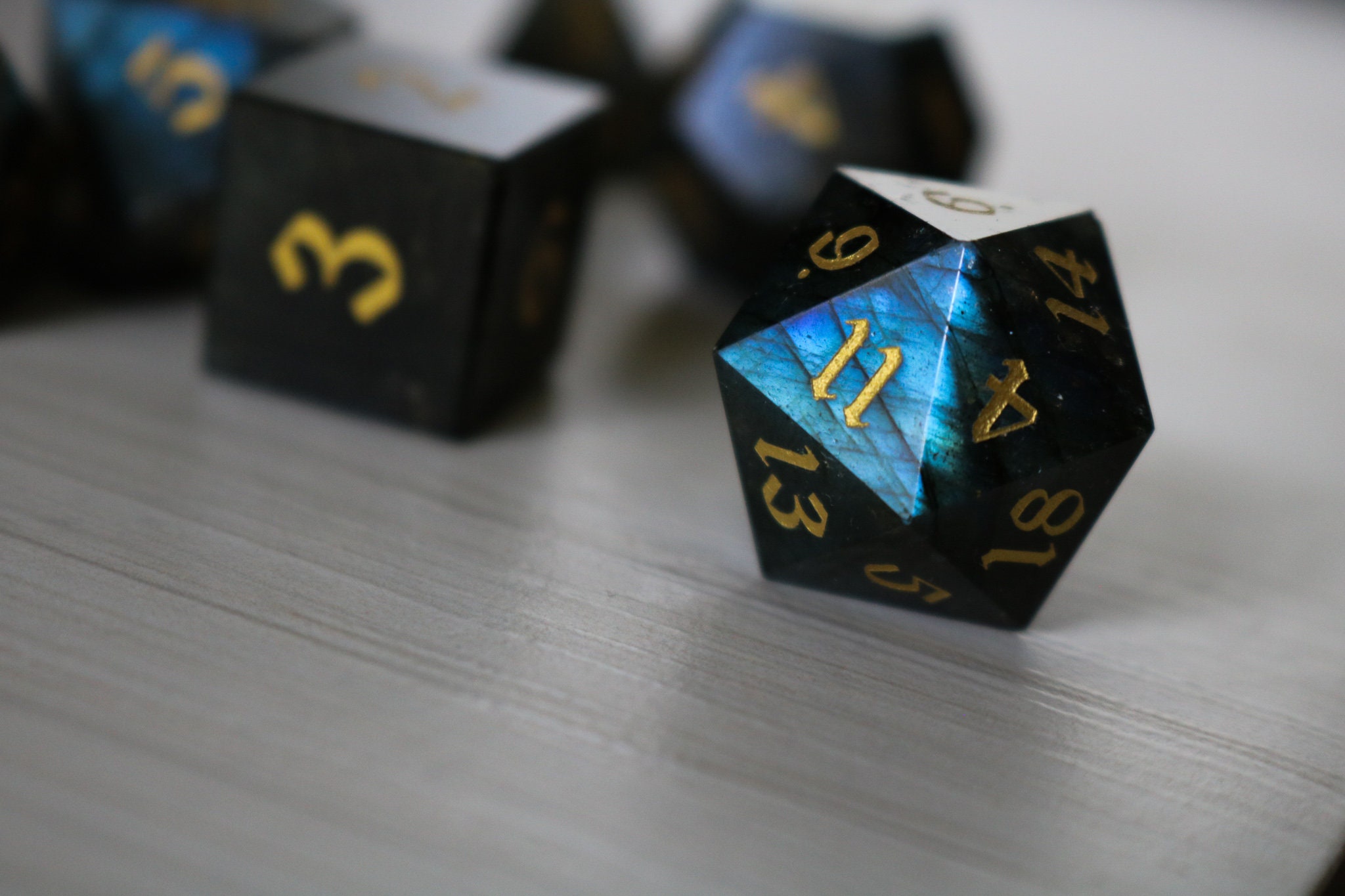 Labradorite Gemstone Dice and Box Polyhedral Dice DND Set - Etsy