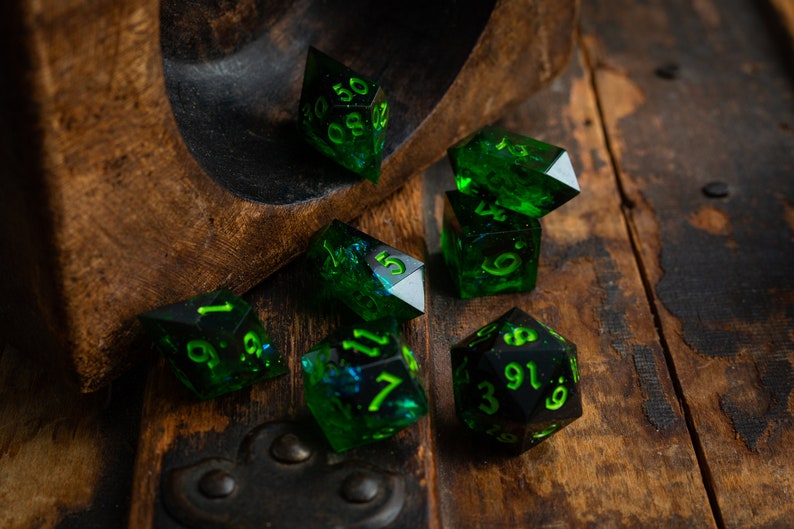 Nox Green Handmade Resin Dice Set RPG Game DND MTG Tabletop Gaming ...