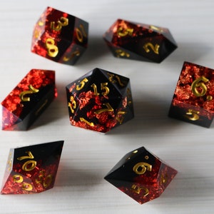 Dark Red Blood Handmade Resin Dice Set RPG Game DND MTG Tabletop Gaming ...