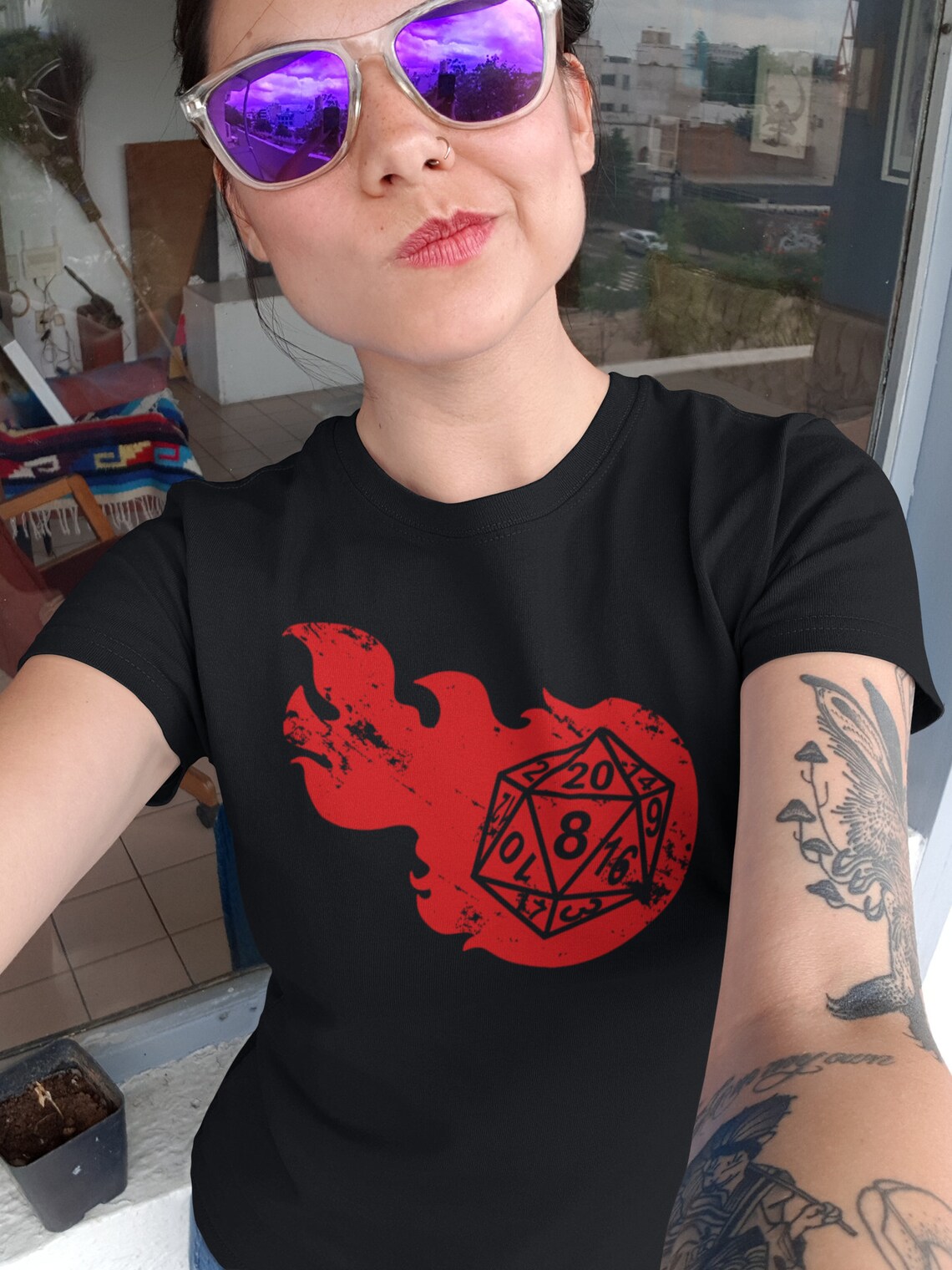 Fantasy T-Shirt Flaming D20 DND Gift For Dnd D20 Gift | Etsy