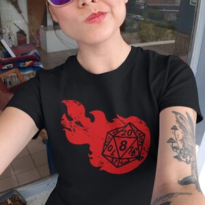 Fantasy T-shirt Flaming D20 DND Gift for Dnd D20 Gift Tee Game Master ...