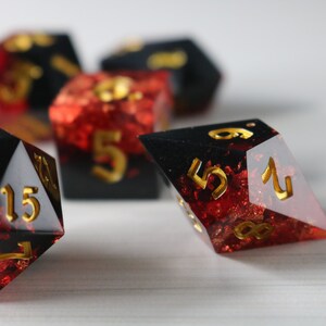 Dark Red Blood Handmade Resin Dice Set RPG Game DND MTG Tabletop Gaming ...