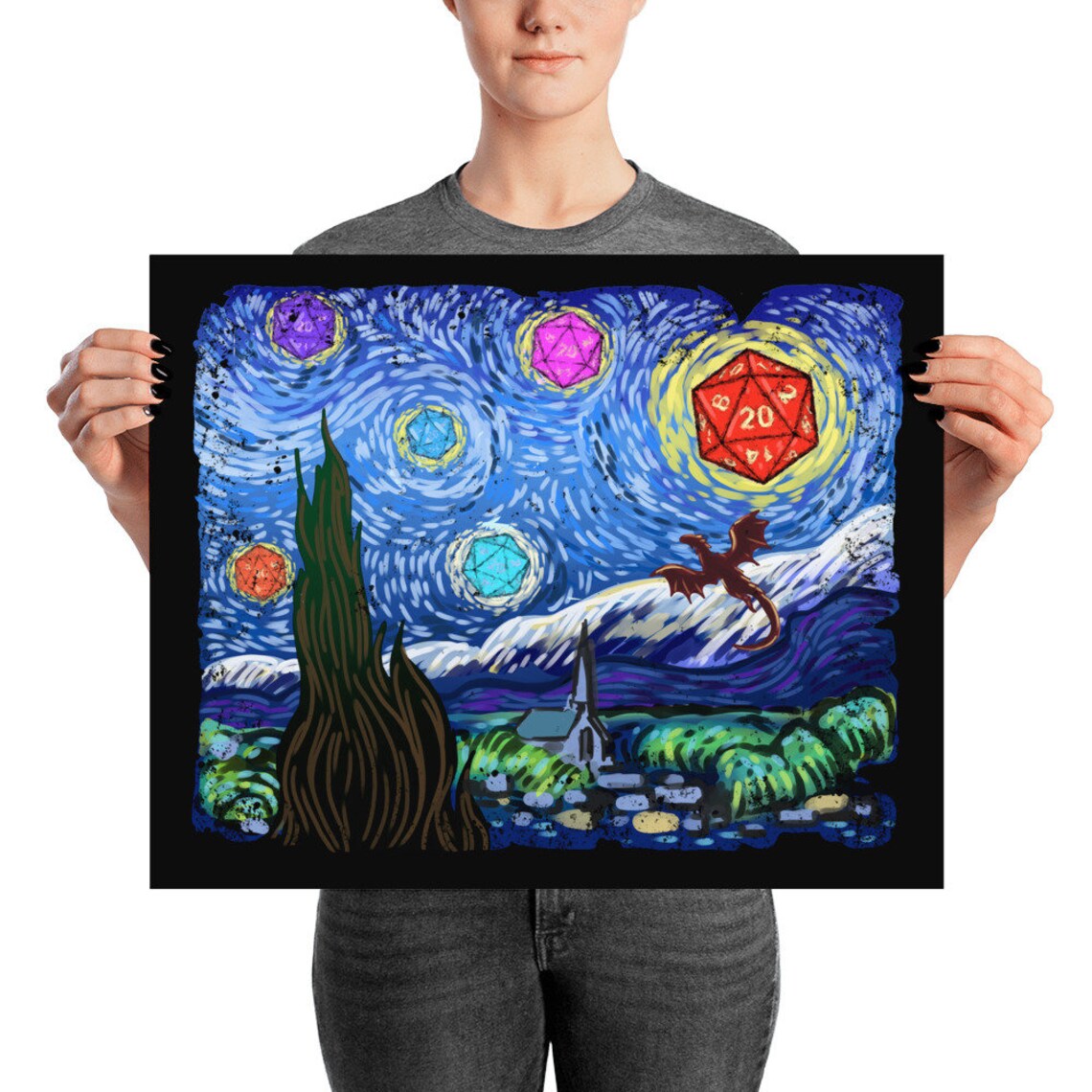 Starry Night Design Dnd Decoration D20 Wall Art Rpg Poster - Etsy