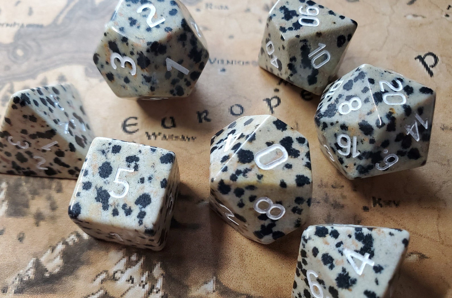 Gemstone Spotted Stone Hand Carved Polyhedral Dice Dnd Dice | Etsy