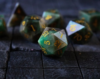 Green Fluorite Gemstone Dice chlorophane Hand Carved Polyhedral Dice ...