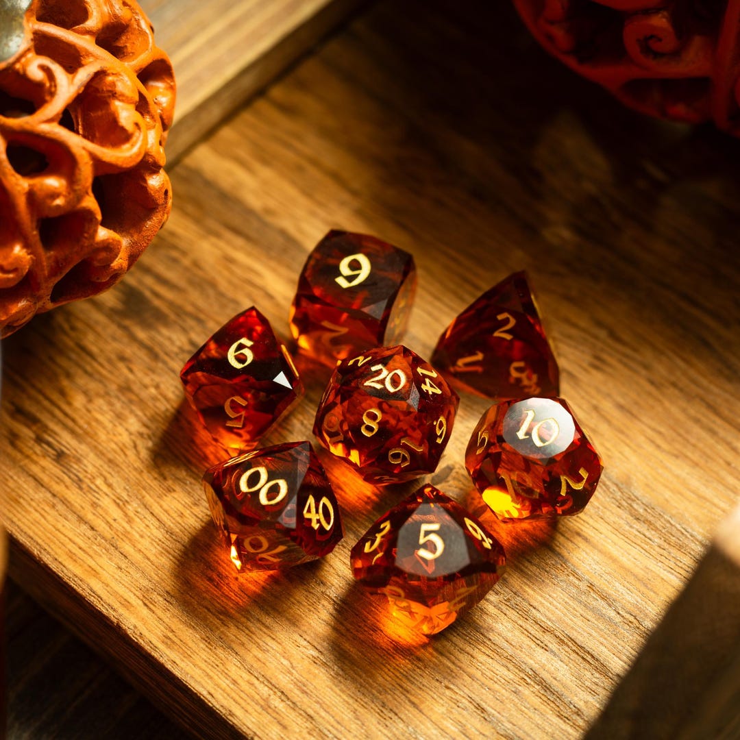 Dwarf Cut Gold Gemstone Glass Premium DND Dice Set - Etsy