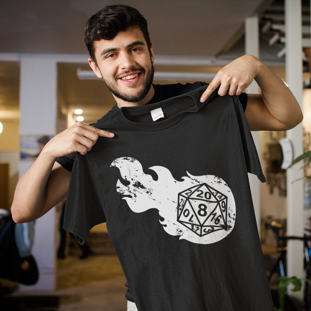 Fantasy T-shirt Flaming D20 DND Gift for Dnd D20 Gift Tee Game Master ...
