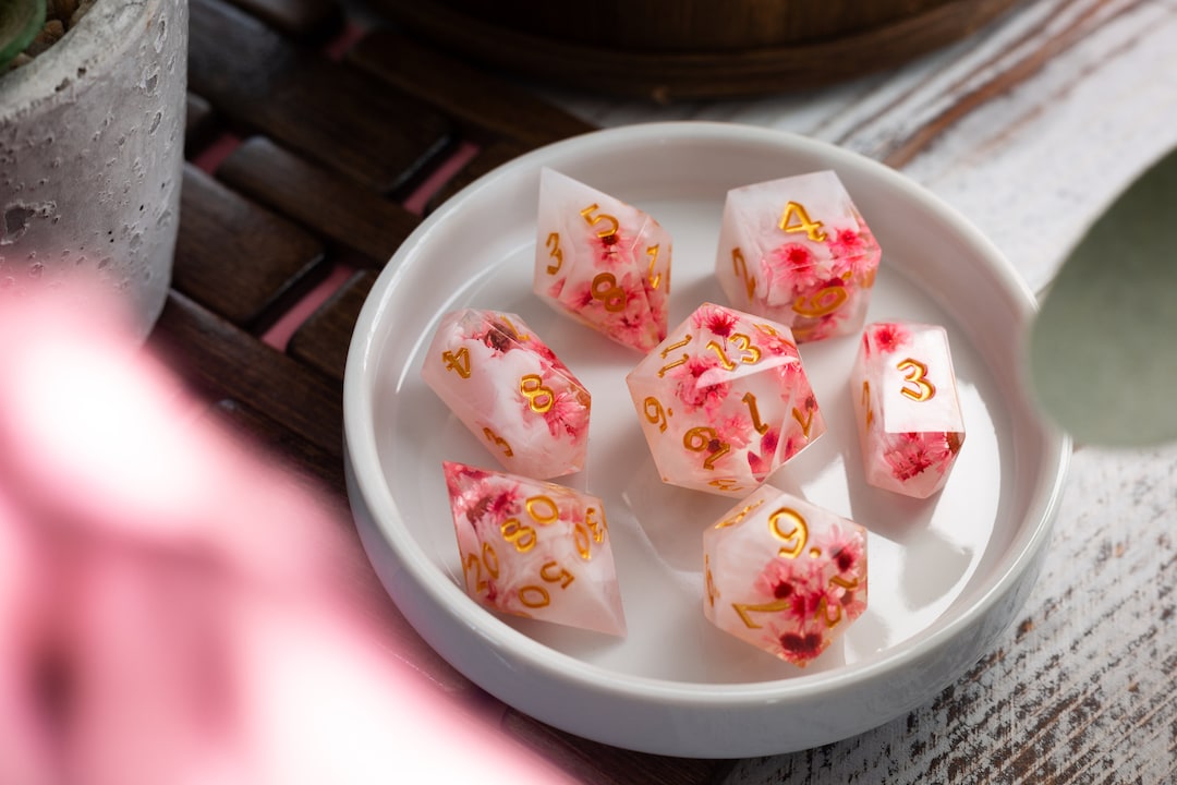 Pink Blossom Handmade Resin DND Dice Set MTG Tabletop Gaming - Etsy New ...