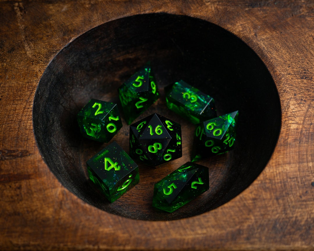 Nox Green Handmade Resin Dice Set RPG Game DND MTG Tabletop Gaming - Etsy