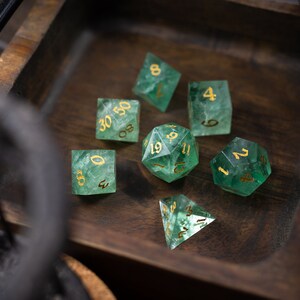 Green Fluorite Gemstone Dice (chlorophane) Hand Carved Polyhedral Dice ...