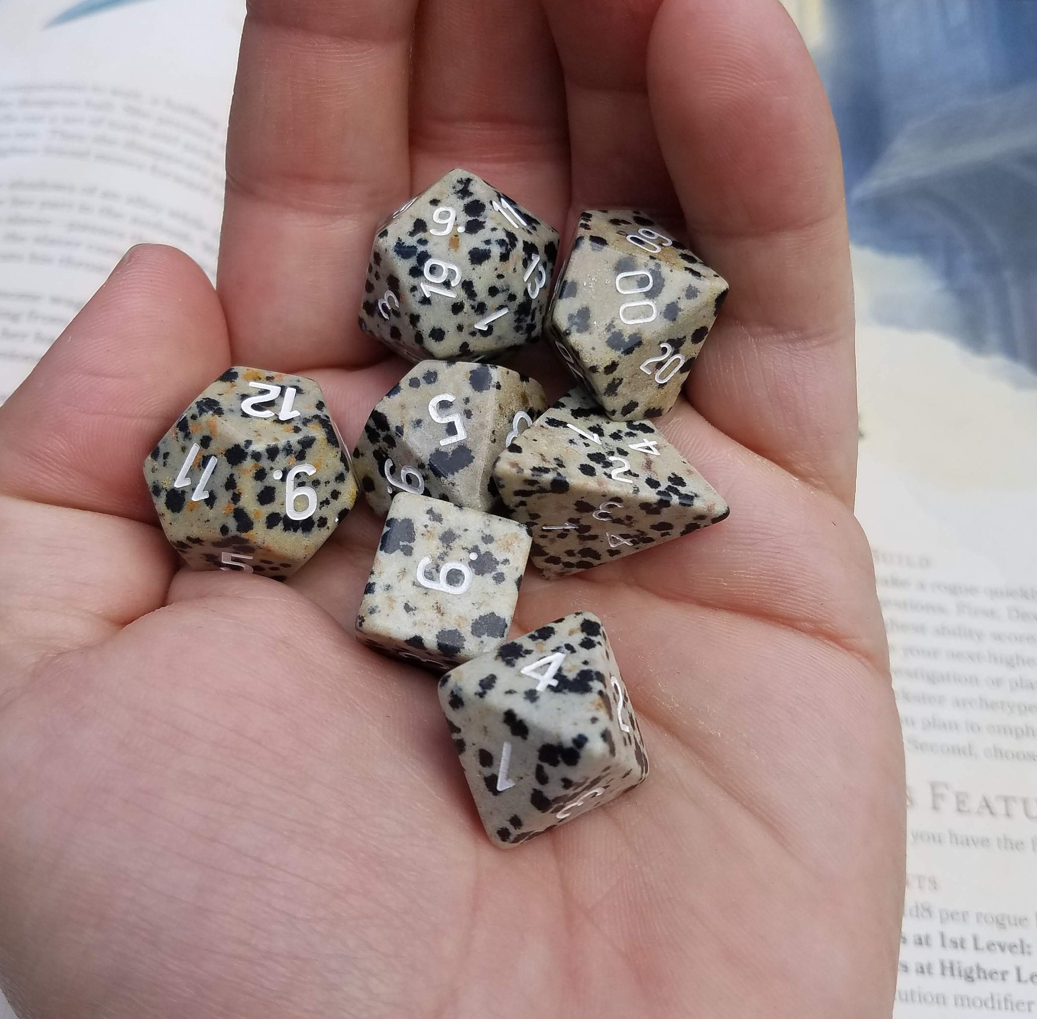 Gemstone Spotted Stone Hand Carved Polyhedral Dice Dnd Dice | Etsy