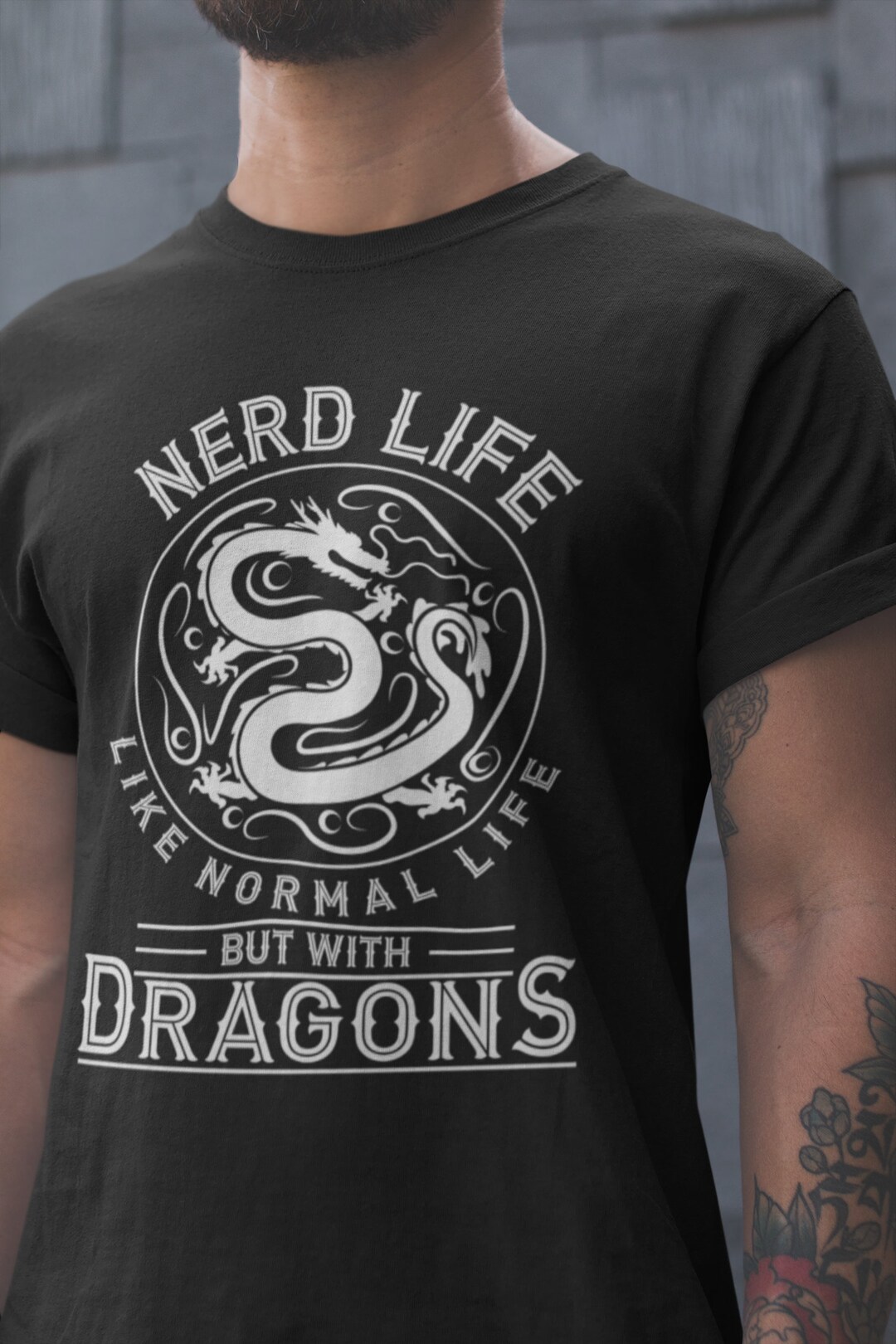 Fantasy T-shirt- Dragon Nerd Life - DND - Gift for Dnd - D20 Gift Tee ...