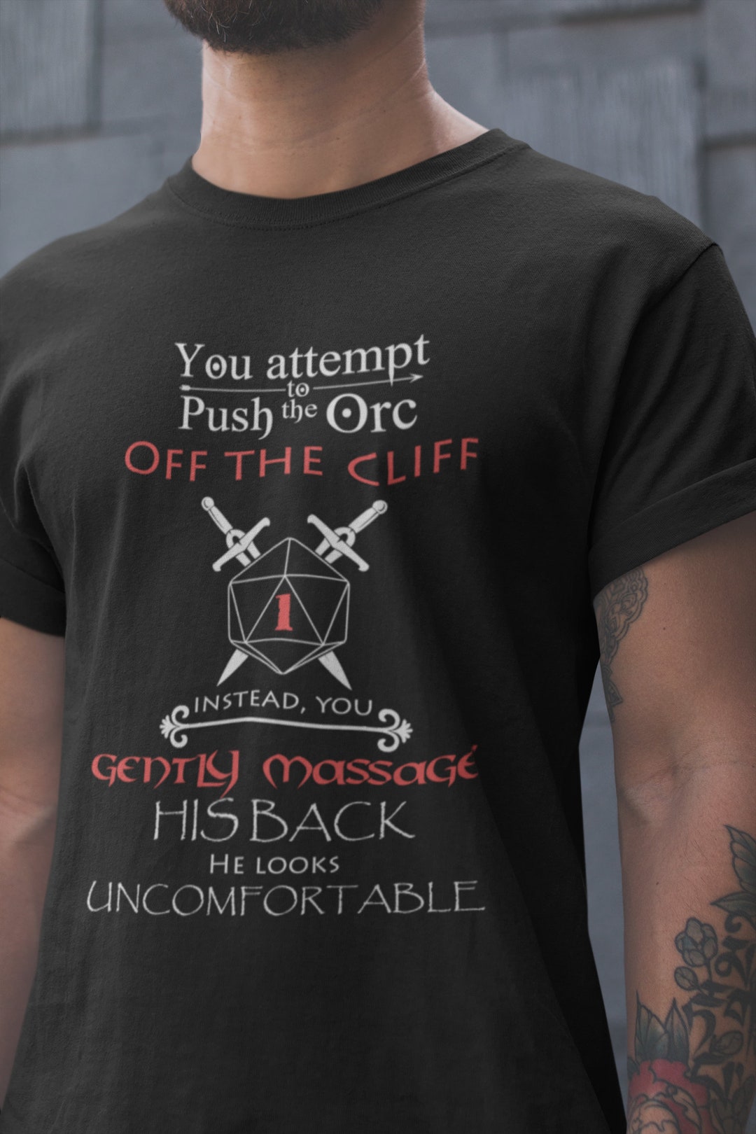 Fantasy T-shirt- Orc Critical Fail - DND - Gift for Dnd - D20 Gift Tee ...